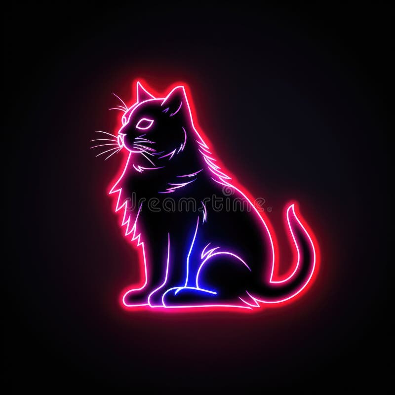 Manx. Neon Outline Icon with a Light Effect Stock Illustration ...