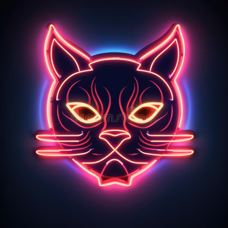 Manx. Neon Outline Icon with a Light Effect Stock Illustration ...