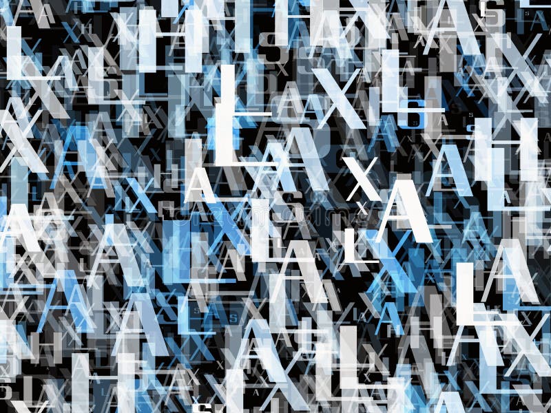 Many Abstract Blue Alphabet Letters Stock Illustration - Illustration ...