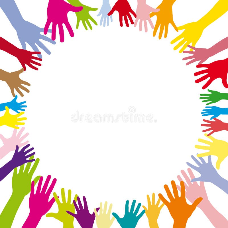 Many Abstract Hands in a Circle Stock Illustration - Illustration of ...