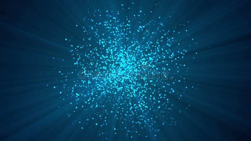 Many Abstract Small Blue Particles in Sphere Shape in Space, Computer ...