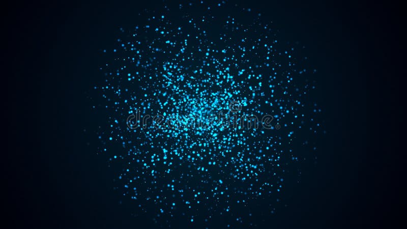 Many Abstract Small Blue Particles in Sphere Shape in Space, Computer ...