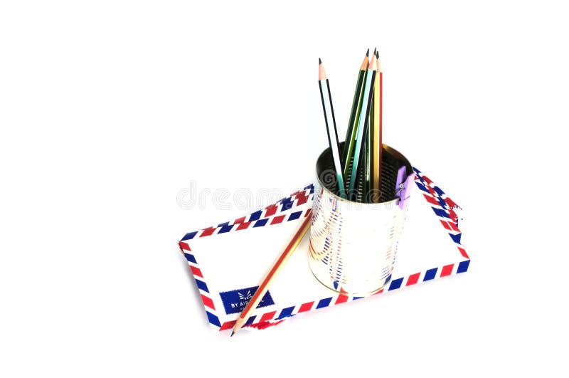 Many Air Mail Letter on the White Background. Stock Image - Image of ...