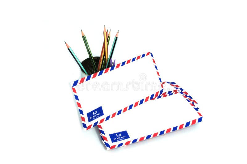 Many Air Mail Letter on the White Background. Stock Image - Image of ...