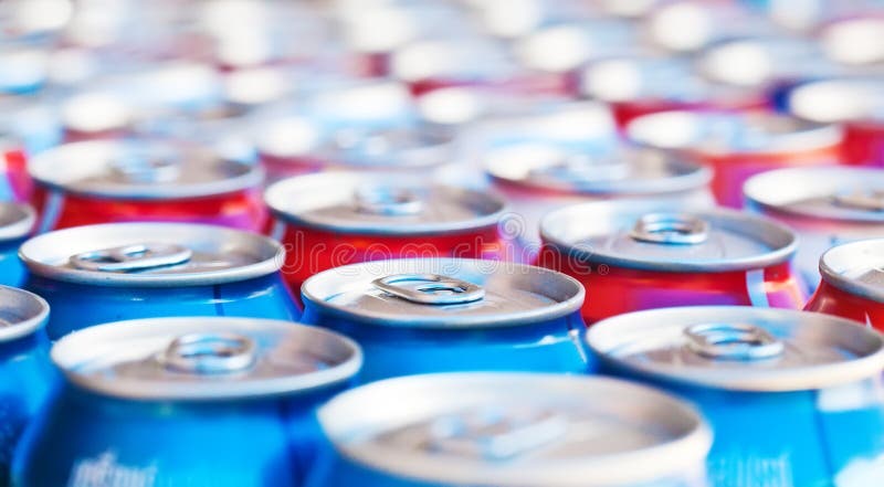 Many Cans with Refreshing Drinks Stock Photo - Image of macro, closeup ...