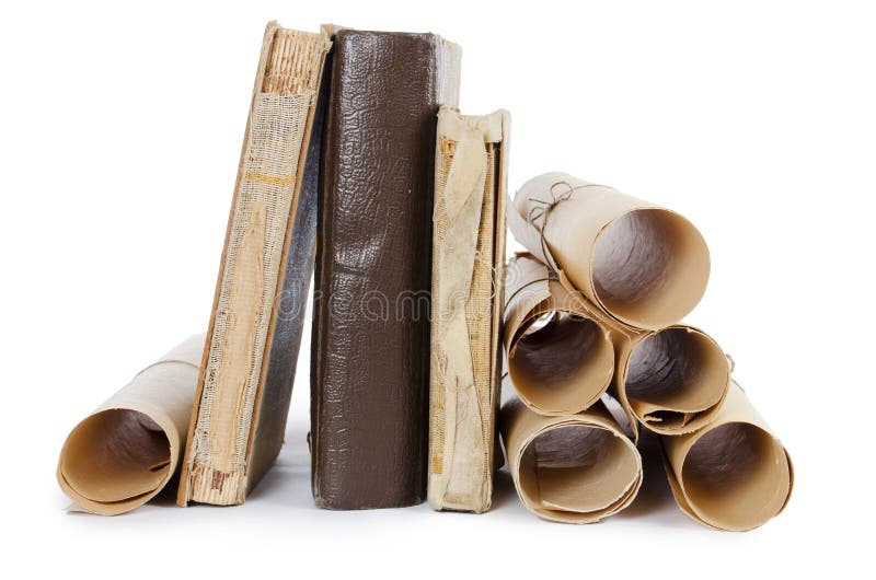 Many Ancient Scrolls and Old Books Stock Photo - Image of literary ...