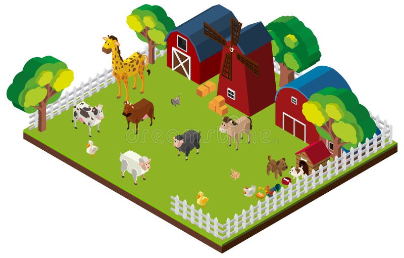 Many Animals on the Farm in 3D Design Stock Vector - Illustration of ...