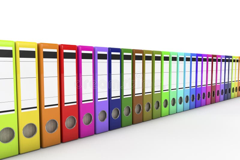 Seven Rainbow Color File Folders Isolated on White Stock Illustration ...