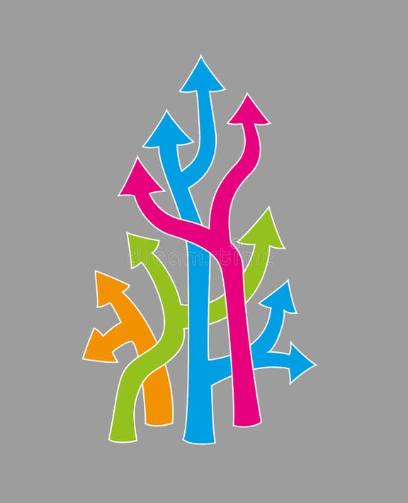 Many arrows - many ways stock illustration. Illustration of attention ...