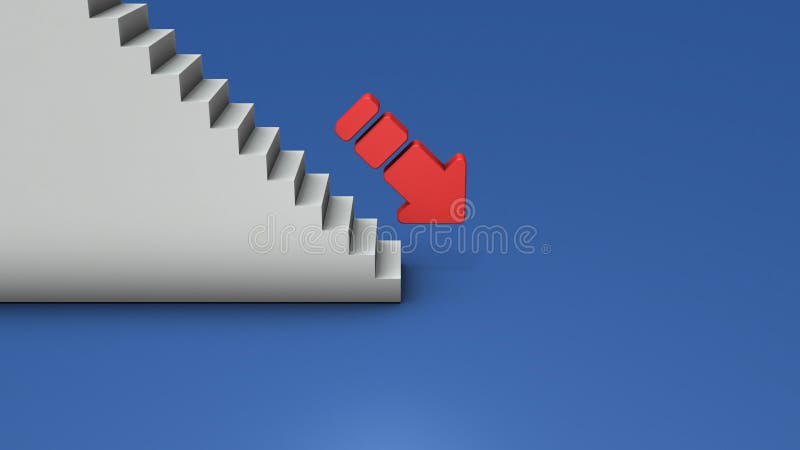 A Red Arrow that Has Finished Going Down the Stairs. an Abstract ...