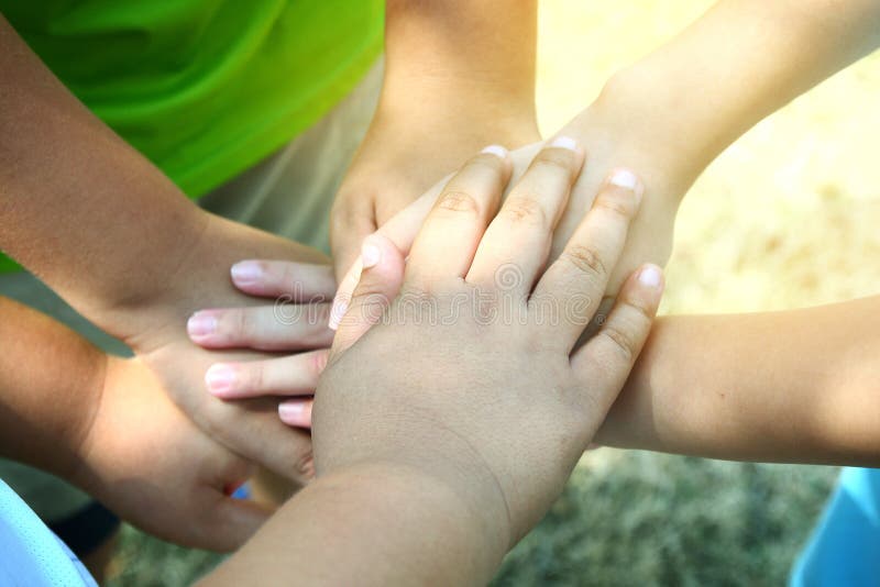 Many Asian Children Hold Hands Together. Stock Photo - Image of hold ...