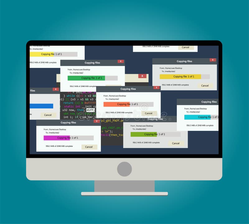 Backup Files Copying Progress Bar on Computer Screen. Illustration on ...