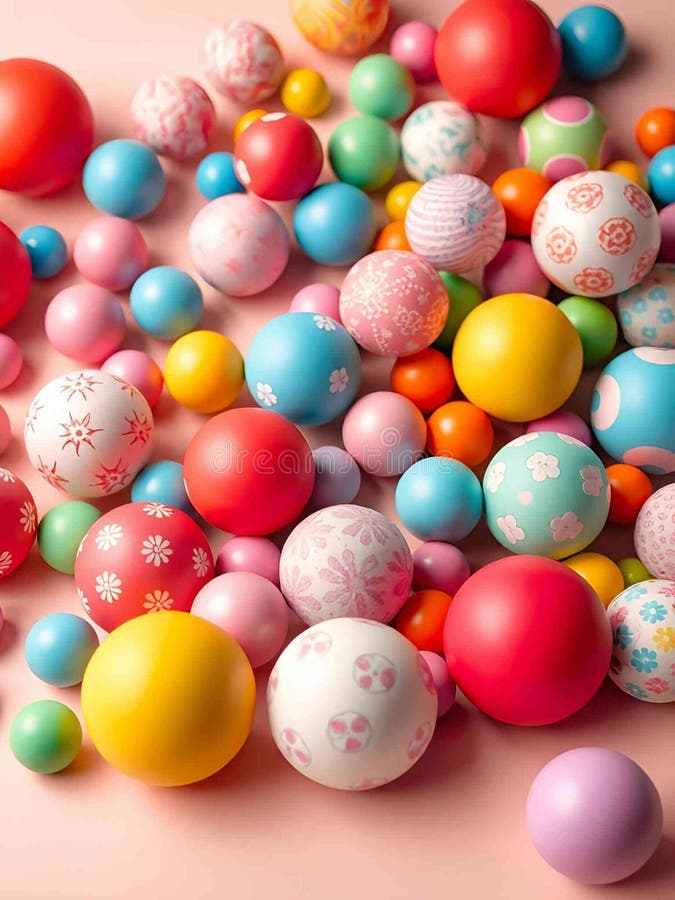 Multi-colored Balloons, Eggs, on a Light Background Generated with AI ...