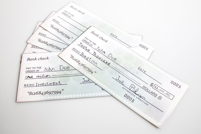 Many Bank Check Isolated in a White Background Stock Photo - Image of ...