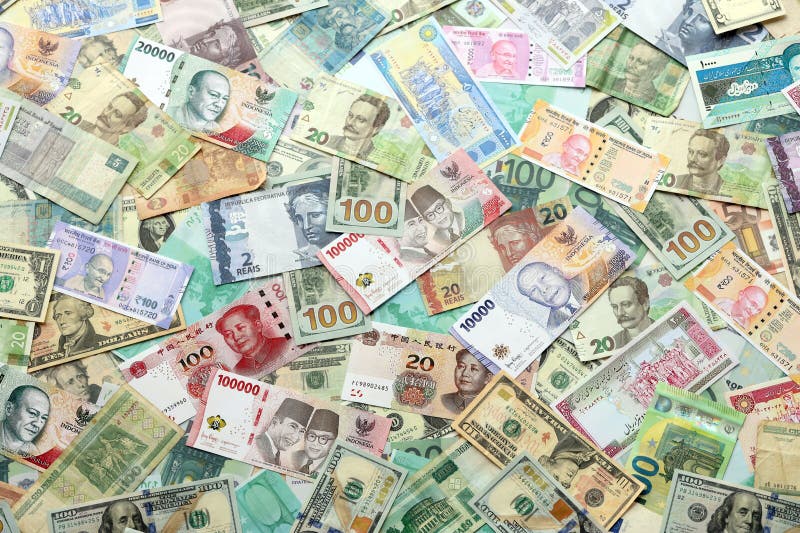 Many Banknotes of Different Currency. Background of Big Amount of ...