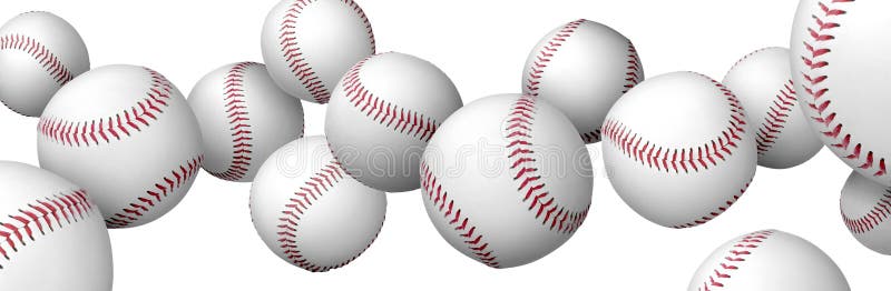 Many Baseball Balls Flying on White Background Stock Illustration ...