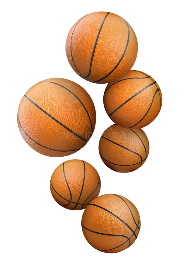 Many Basketball Balls Falling on White Background Stock Image - Image ...