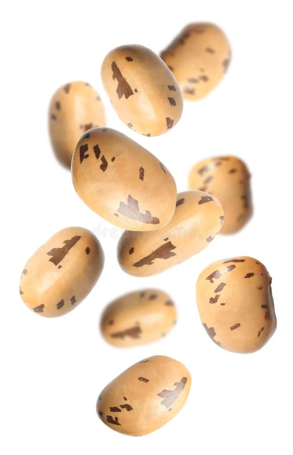 Many Beans Falling on White Background. Vegan Diet Stock Image - Image ...