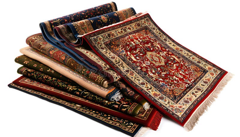 Many Beautiful Carpets Isolated on White Stock Illustration ...