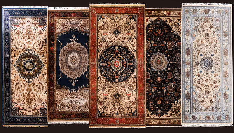 Many Beautiful Carpets Isolated on White Stock Illustration ...