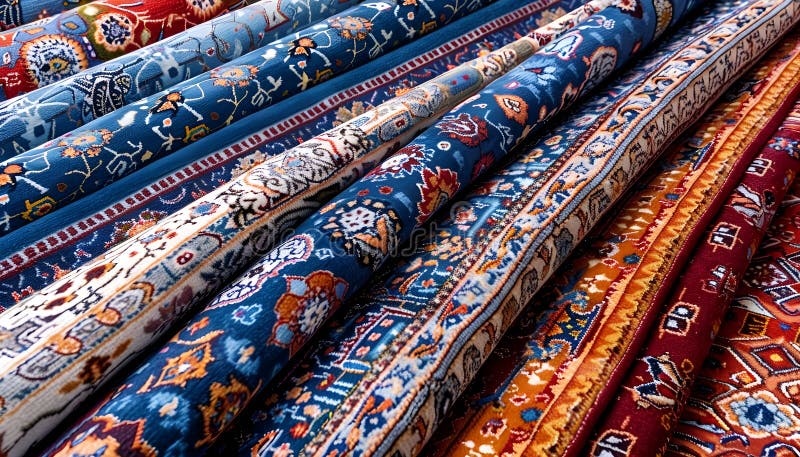 Many Beautiful Carpets Isolated on White Stock Illustration ...