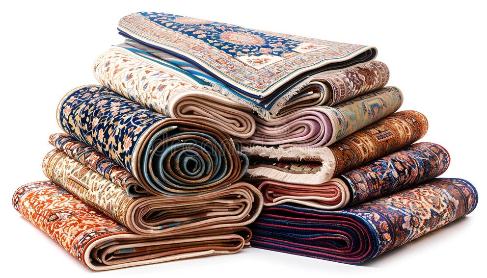 Many Beautiful Carpets Isolated on White Stock Illustration ...