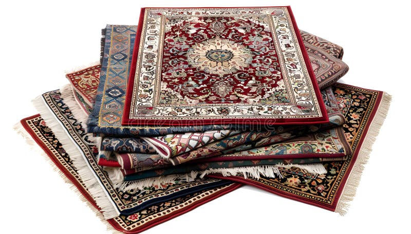 Many Beautiful Carpets Isolated on White Stock Illustration ...