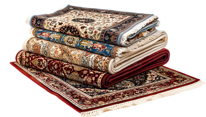 Many Beautiful Carpets Isolated on White Stock Illustration ...