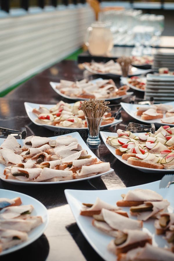 Many Beautiful and Delicious Sets of Snacks Stock Photo - Image of ...