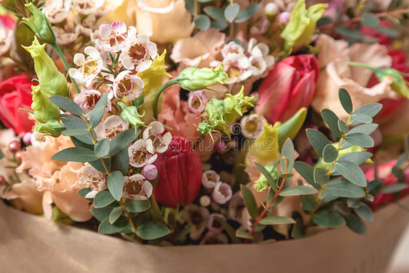 Many Beautiful Flowers in a Bouquet Close-up Stock Photo - Image of ...