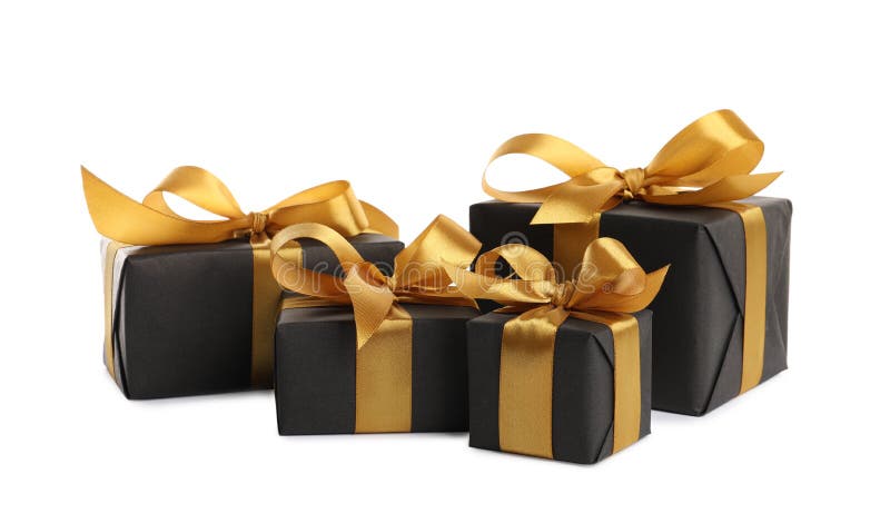 Many Beautiful Gift Boxes on White Background Stock Photo - Image of ...