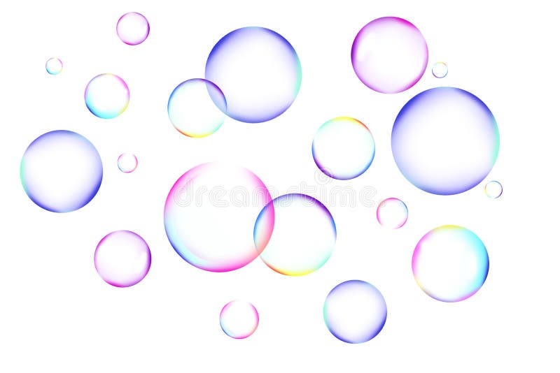 Many Beautiful Soap Bubbles on White Background Stock Illustration - Illustration of clean ...