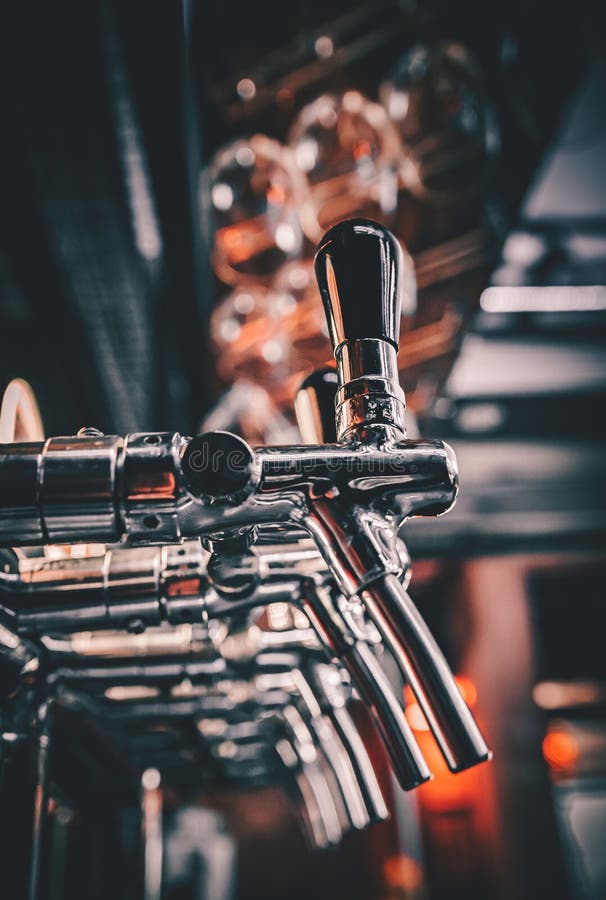 Many Beer Taps in Bar or Pub Stock Image - Image of craft, brewing ...