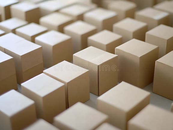 Many Beige Cardboard Boxes in a Grid Pattern Stock Illustration ...