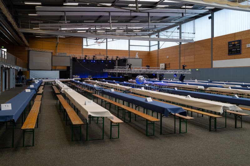 Many Benches and Chairs Were Put into a Gym Stock Image - Image of ...