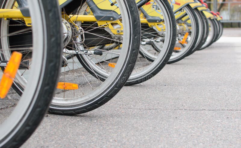 Many Bicycles Parked on the Parking. Stock Image - Image of life ...