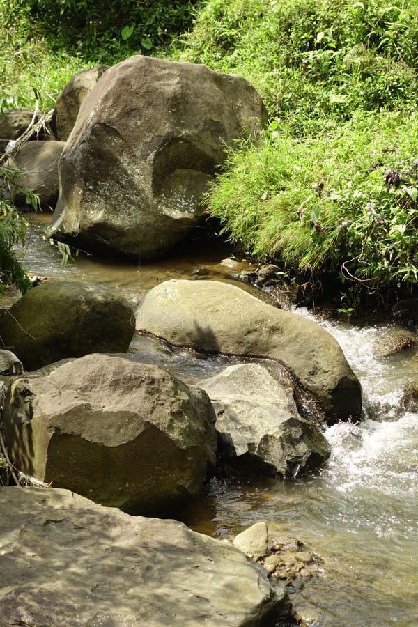 Many Big Rocks at Creek at the Mountain Area Stock Image - Image of ...