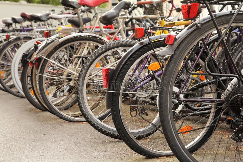 Many bikes on street stock photo. Image of cycle, dutch - 41351570