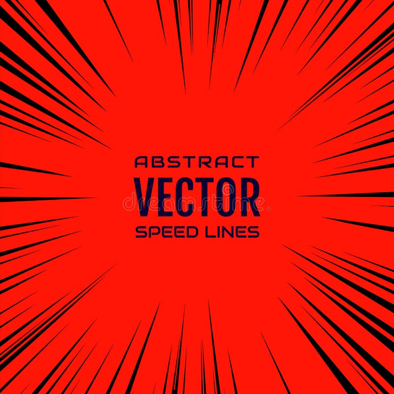 Many Black Comic Radial Speed Lines on Red Base. Explosion Stock Vector ...