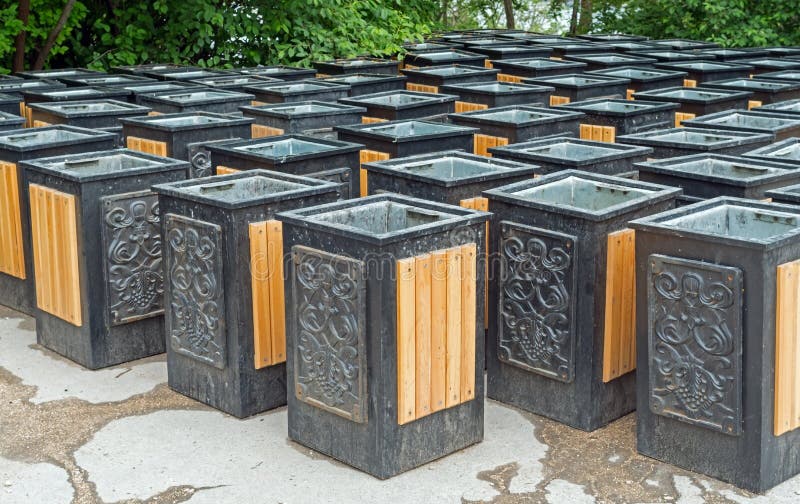 Many Iron Garbage Containers Stock Image - Image of iron, trash: 116512441