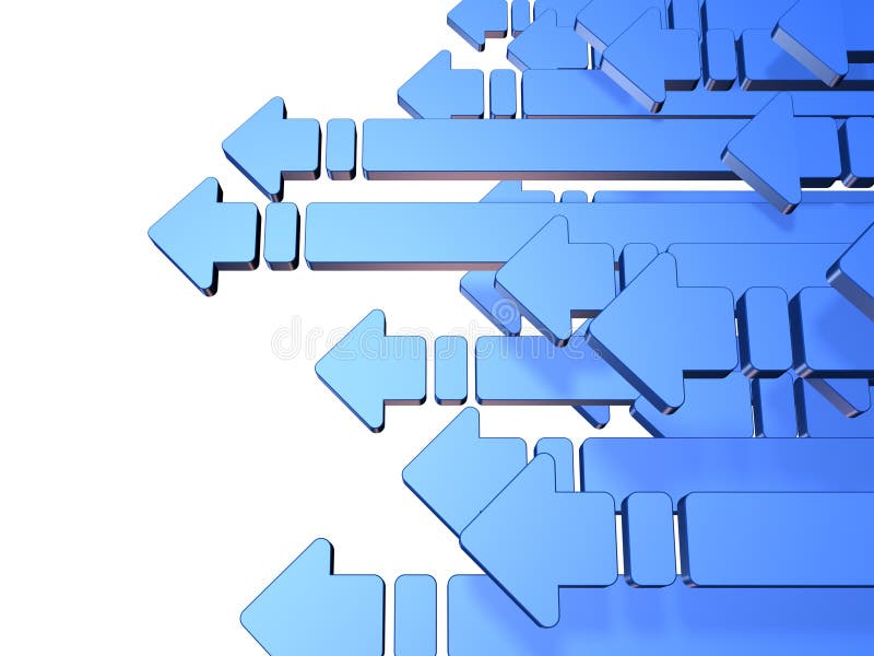 Many Blue Arrows Go To The Left. Stock Illustration - Illustration of ...