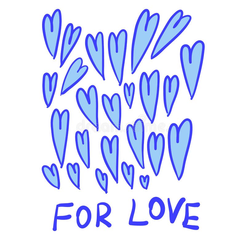 Many Blue Hearts Rise into the Air. Stock Vector - Illustration of ...