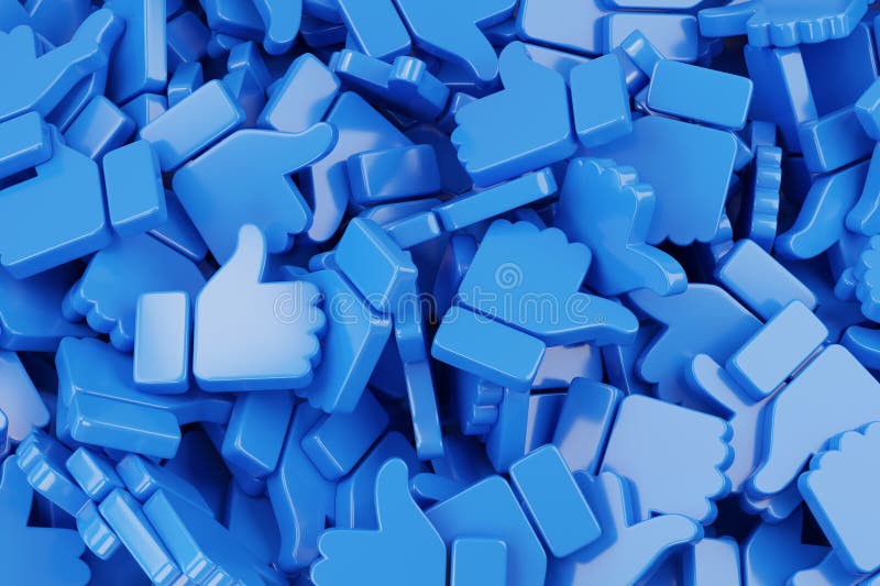 Many Blue Thumbs Up Icons. 3d Illustration Stock Illustration ...
