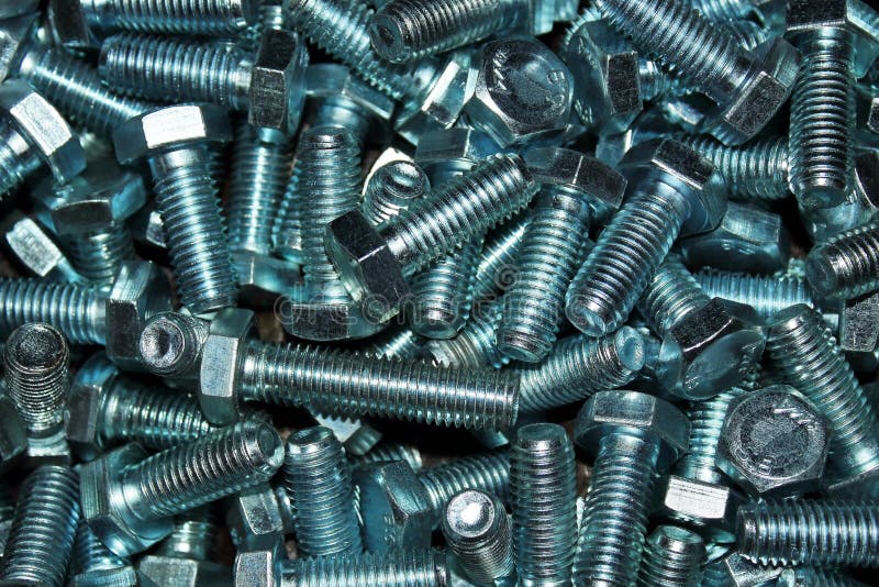 Many Bolts with Screw-nuts Closeup Stock Image - Image of bolts, metal ...