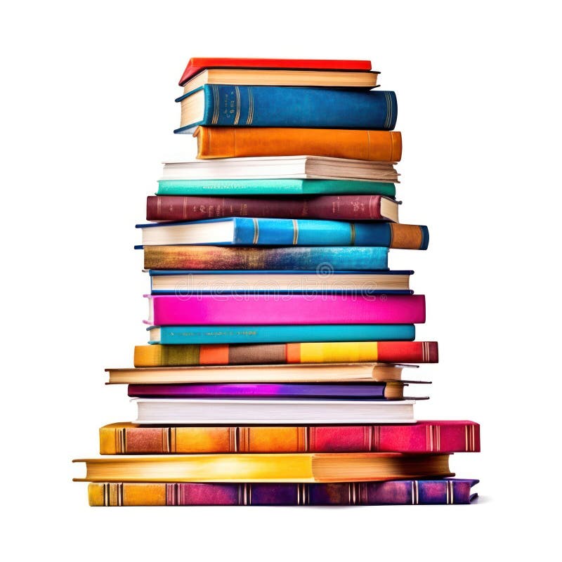 Stack of Books in Pastel Colors on White Background Stock Illustration ...