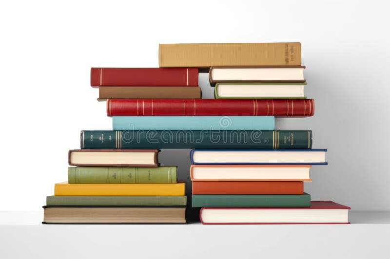 Stack of Books in Pastel Colors on White Background Stock Image - Image ...