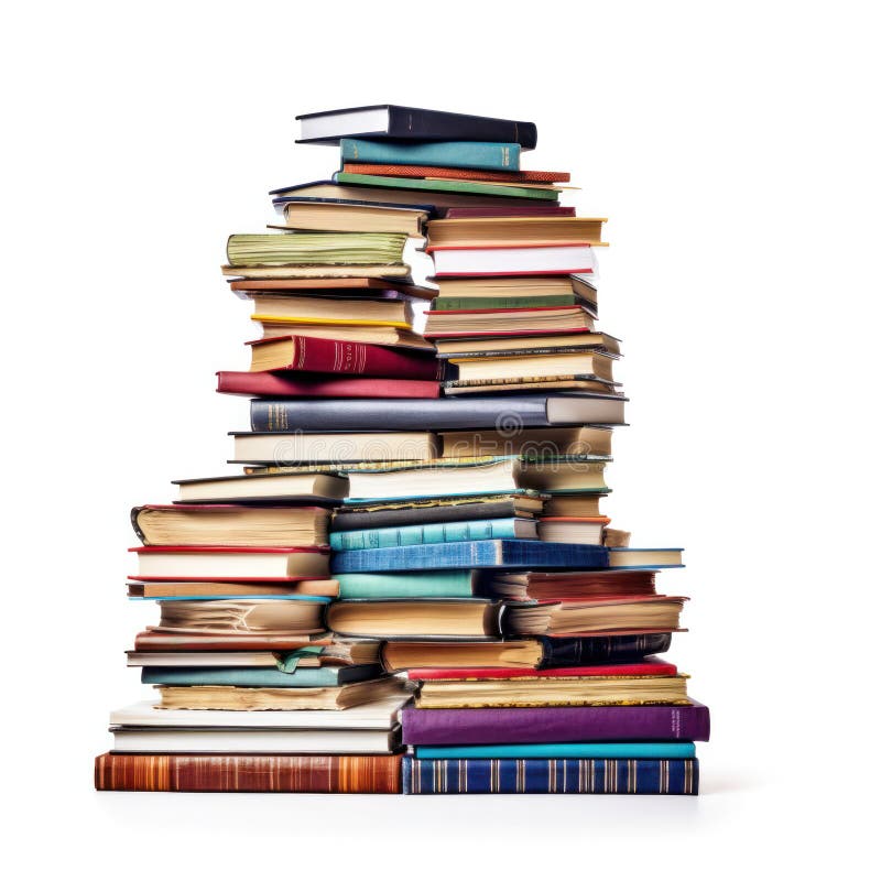 Many Books with Bright Covers in One Stack on a White Background. Stock ...