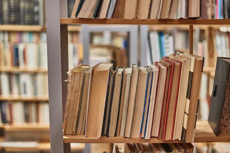 Books and Shelves of a Library Stock Image - Image of vintage, textbook ...