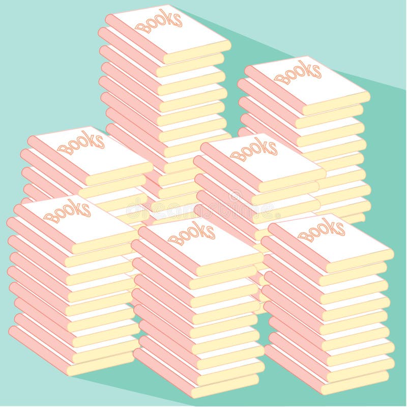 Many books flate design stock illustration. Illustration of open - 39330492