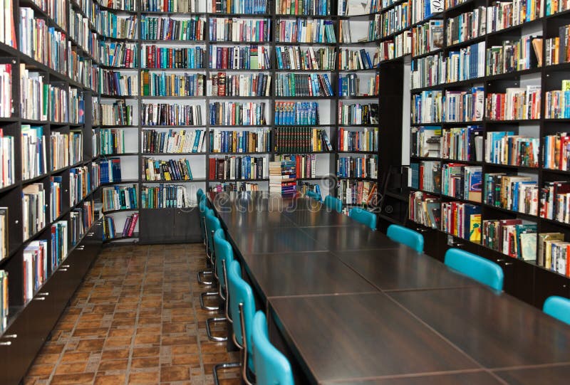 Many Books Lying on Shelves in Reading Room in Library Editorial Image ...